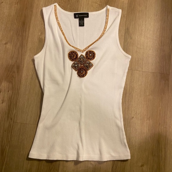 INC International Concepts | Tops | Jeweled White Tank Top | Poshmark